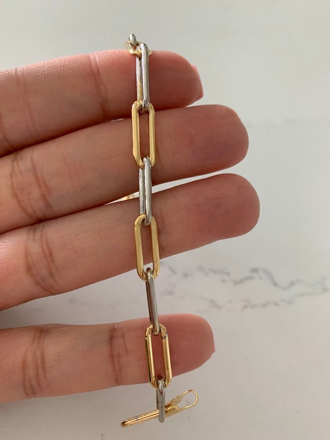 Two Tone Paperclip Chain Anklet Thick Paperclip Anklet - Etsy