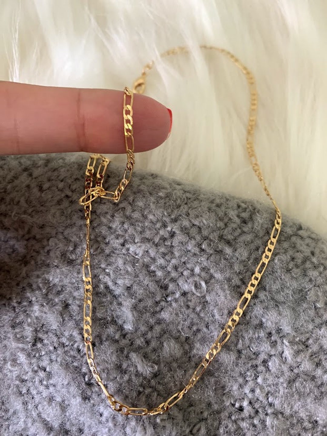 Dainty 2MM Flat Figaro Necklace: 18K Gold Filled Chain - Etsy