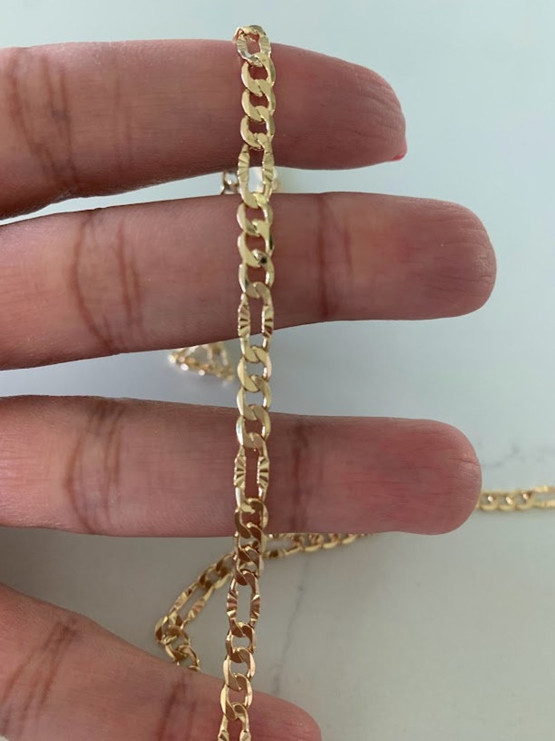 5MM Gold Filled Diamond Cut Figaro Chain: Layering Necklace - Etsy