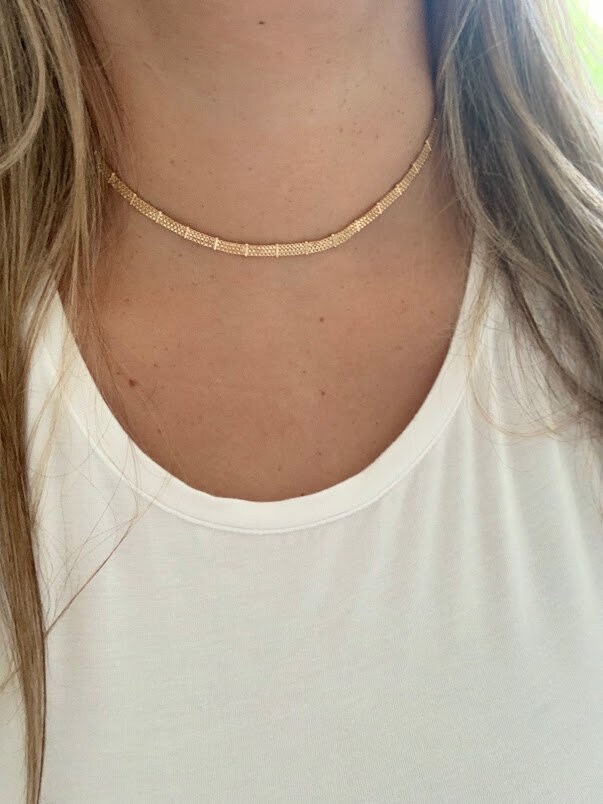 18K Gold filled Choker Dreireihige Box Kette Choker Halskette | Etsy
