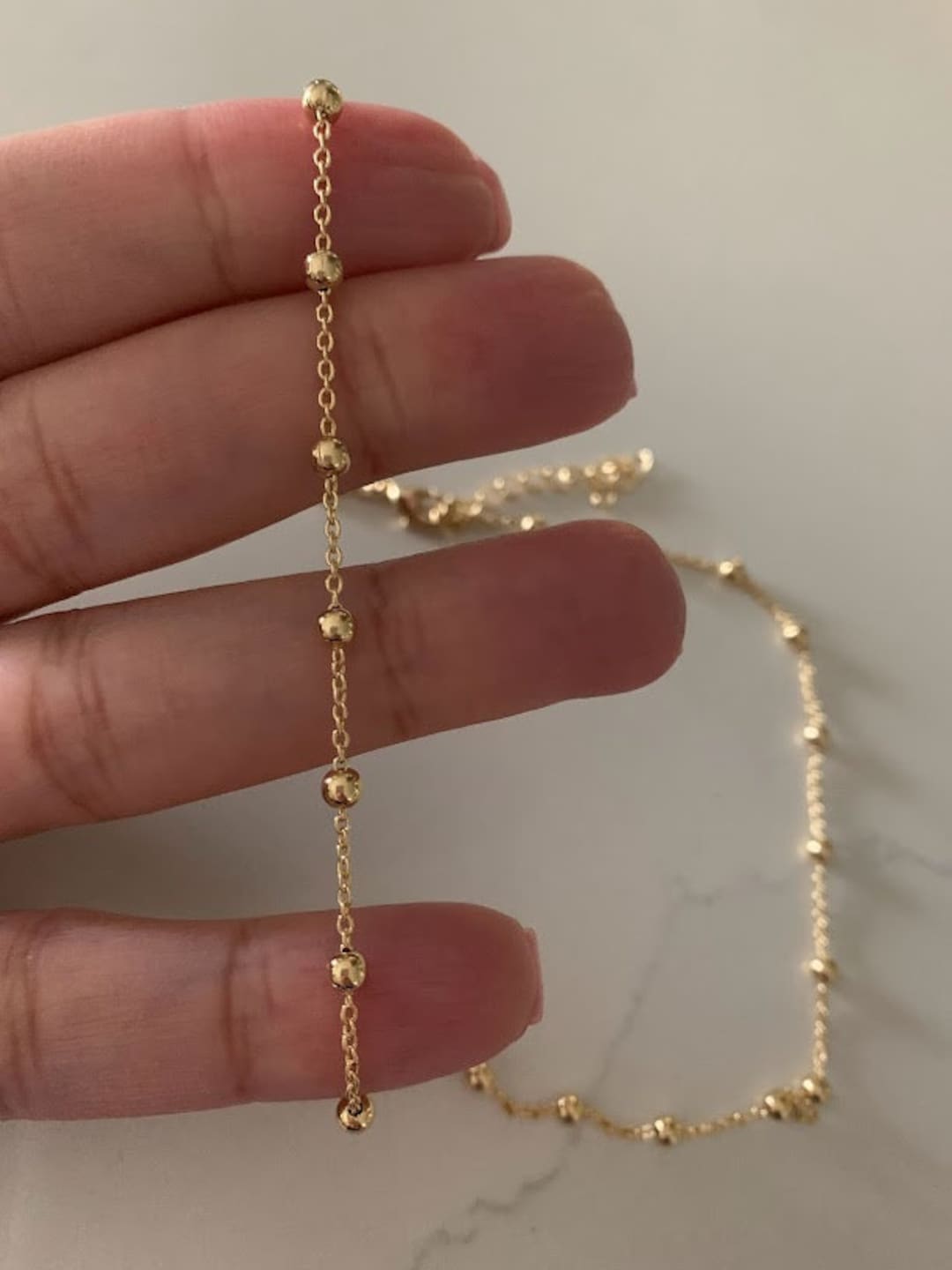 3MM Gold Beaded Chain Necklace 3MM Satellite Ball Chain - Etsy