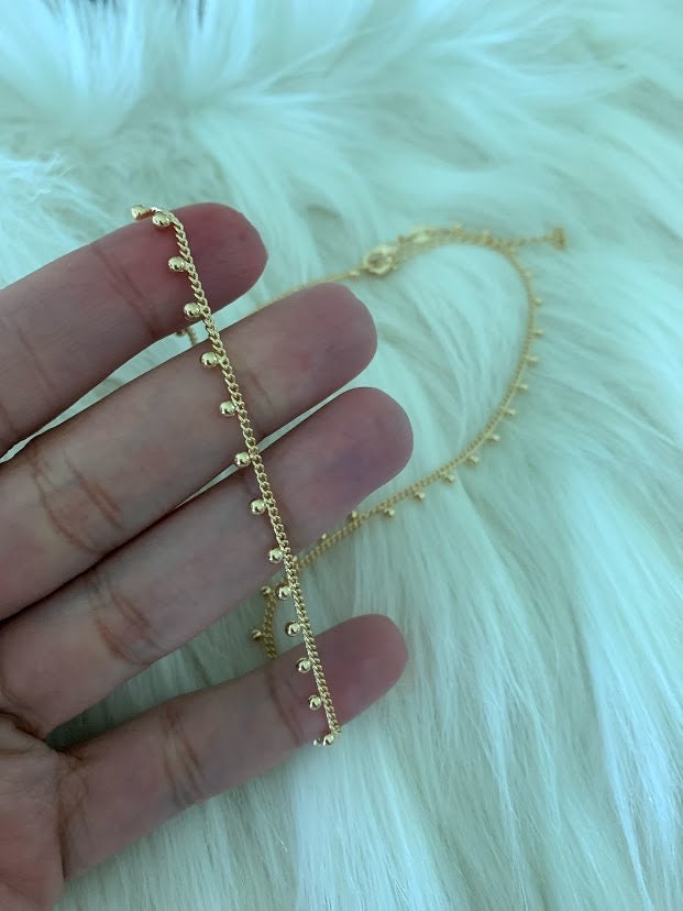 2MM Dainty Beaded Gold Filled Chain Necklace Layering Ball | Etsy