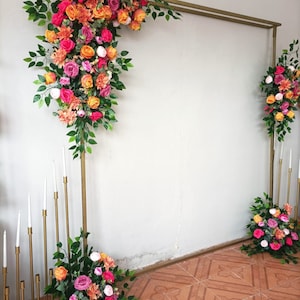 Orange & Pink Wedding Arch Flower Decor: Special Design - Etsy