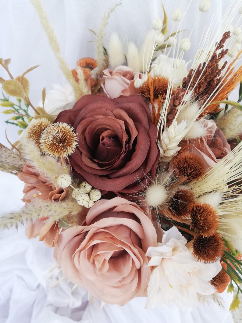 Rustic Boho Wedding Bouquet Brown Wedding Bouquet Burnt - Etsy