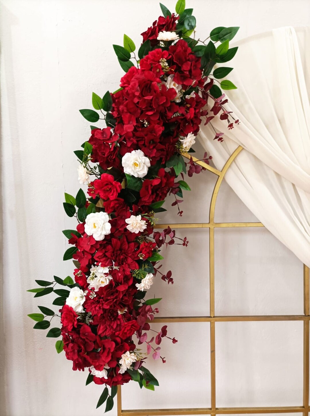 Maroon Wedding Arch Flower/red and Burgundy Wedding Arch Flower/ Red ...