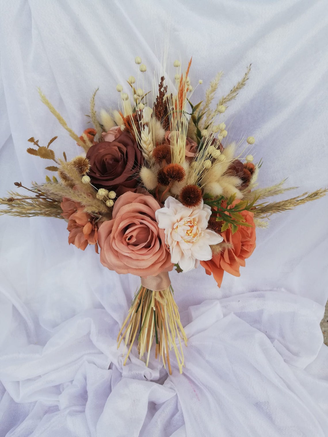 Rustic Boho Wedding Bouquet Brown Wedding Bouquet Burnt - Etsy
