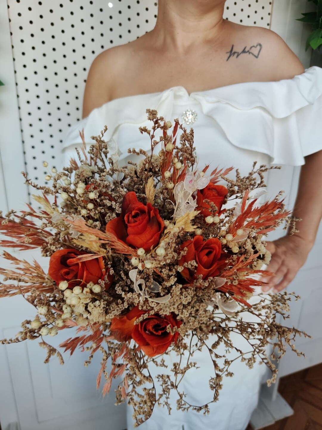 Rust Wedding Bridal Bouquet, Bridesmaid Bouquet, Burnt Orange Bouquet ...
