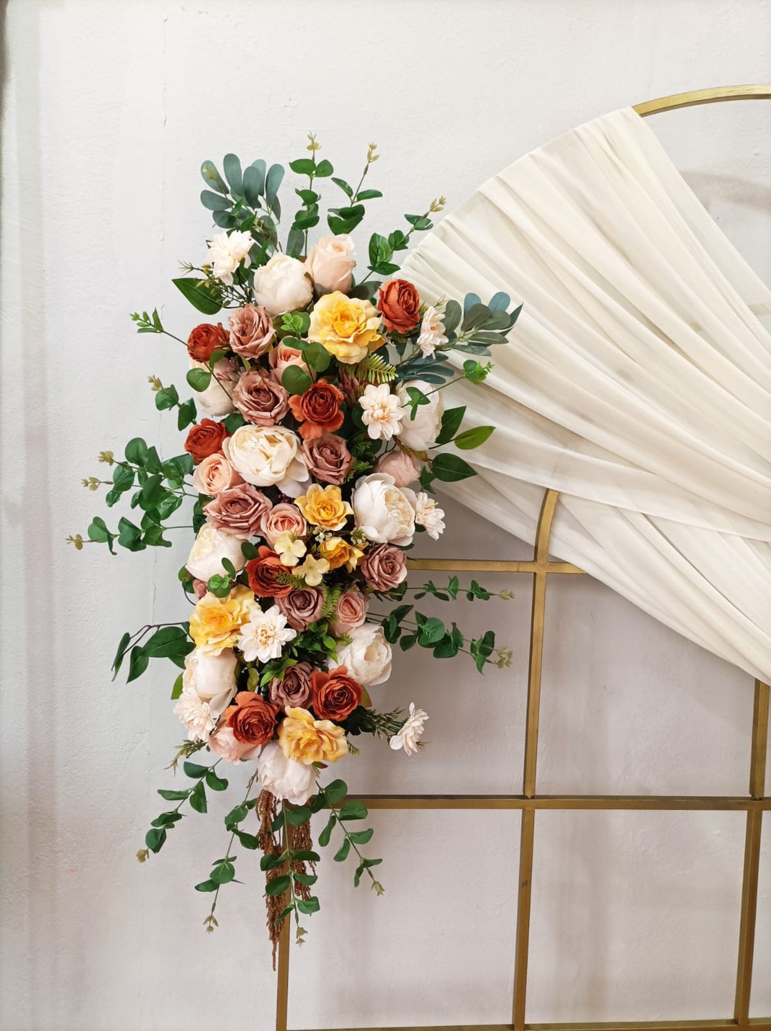 Yellow and Orange Flower Arch Rust Terracotta Flower Arch/ Wedding Swag ...