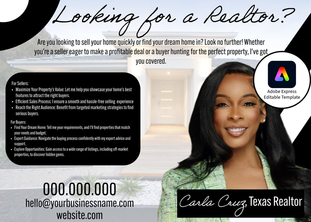 Looking for A Realtor? Marketing Flyer Adobe Express Template - Etsy