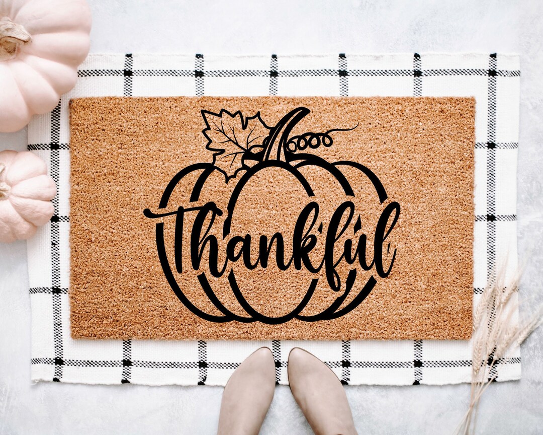 Thankful Pumpkin Doormat Thanksgiving Doormat Fall Welcome - Etsy