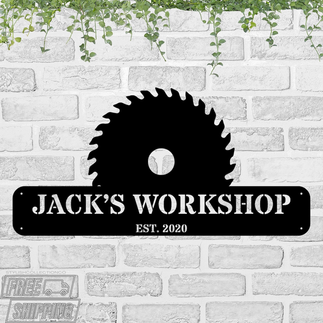 Custom Workshop Sign, Personalized Workshop Sign, Metal Shop Sign, Dad ...