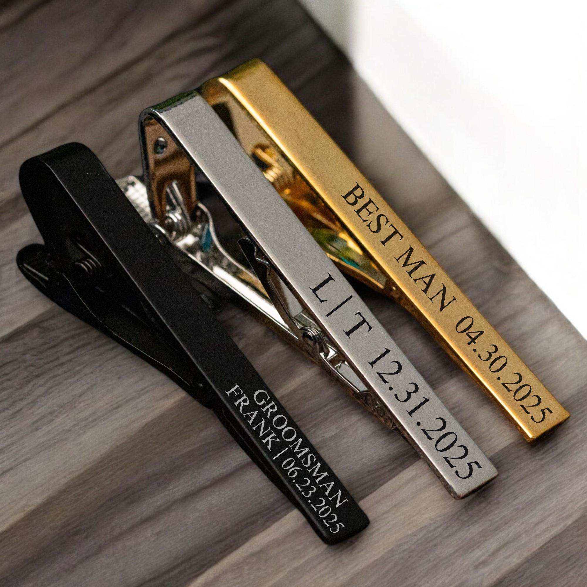 Personalized Tie Clip Wedding Tie Bar Groomsmen Gift Best Man Gift ...