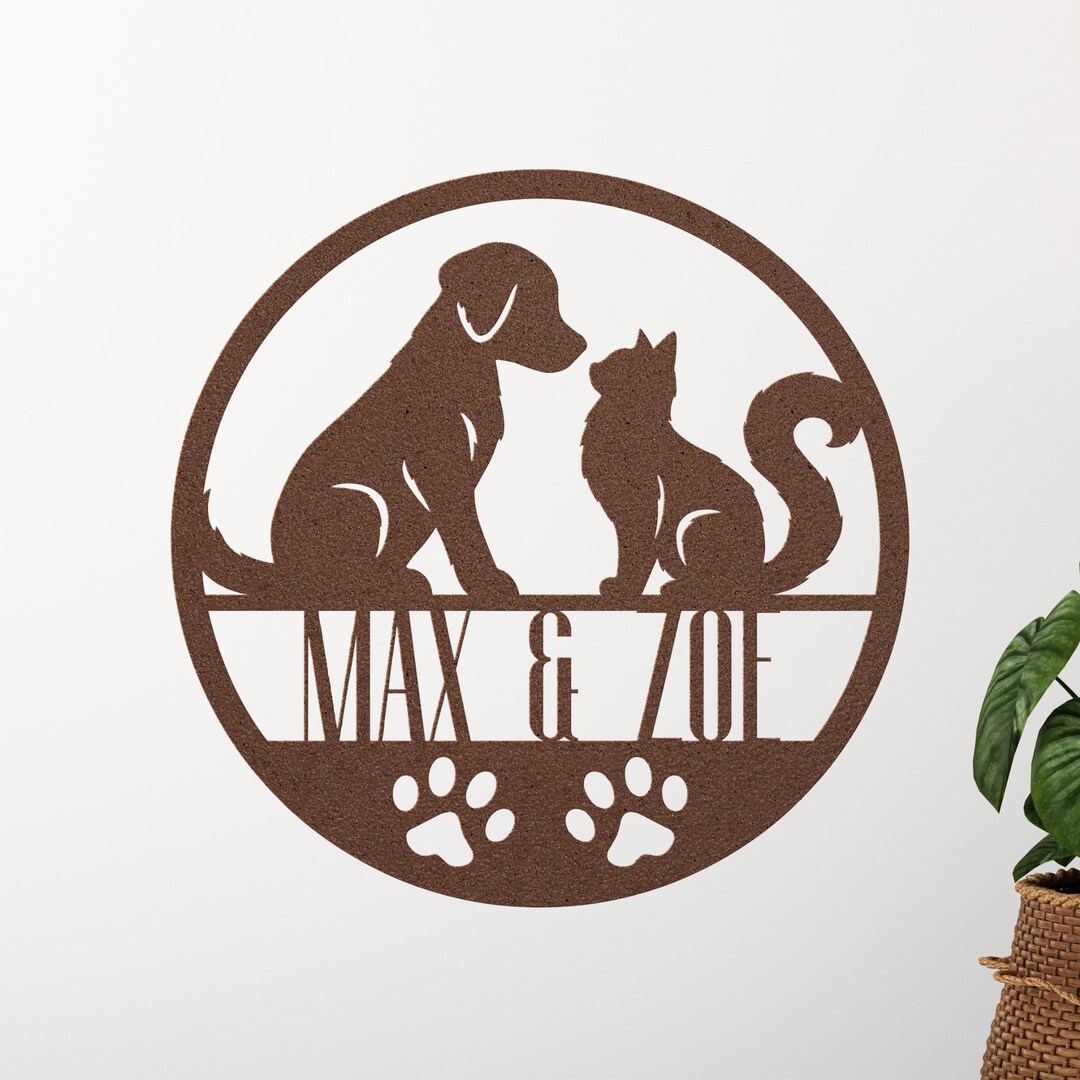 Personalized Pet Name Metal Wall Art Custom Cat Dog Sign Home Decor ...