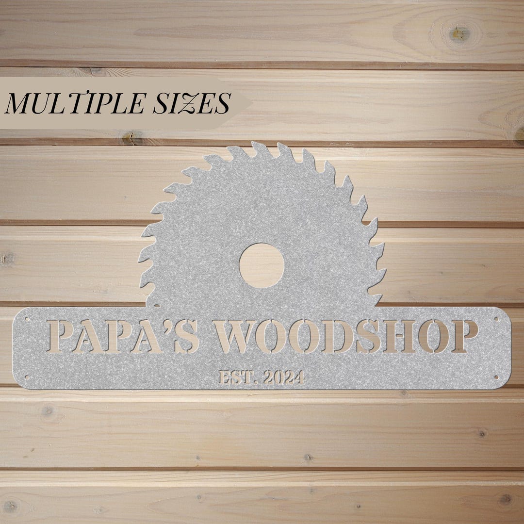 Personalized Wood Shop Sign Custom Metal Workshop Sign Industrial Wall ...