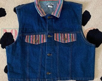 80s Denim Vest - Etsy