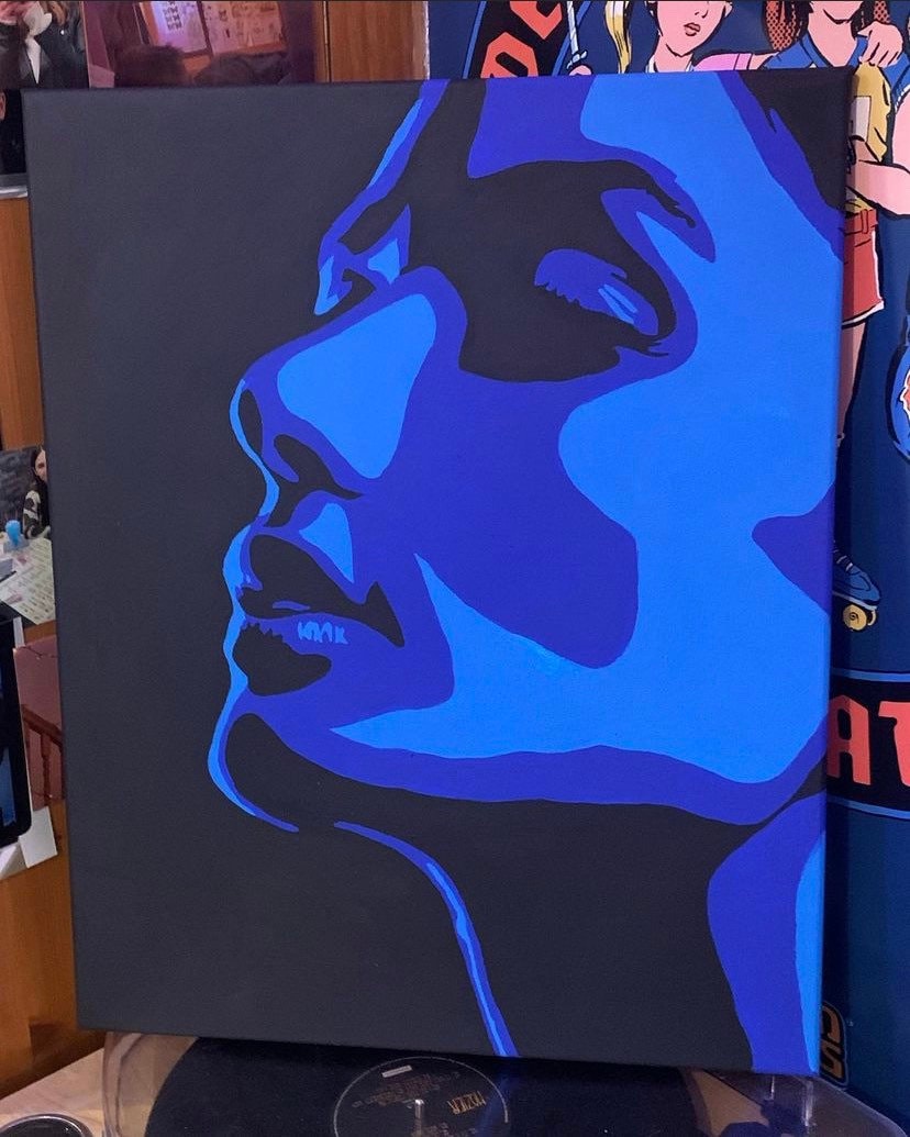 Blue Woman Statement Painting - Etsy