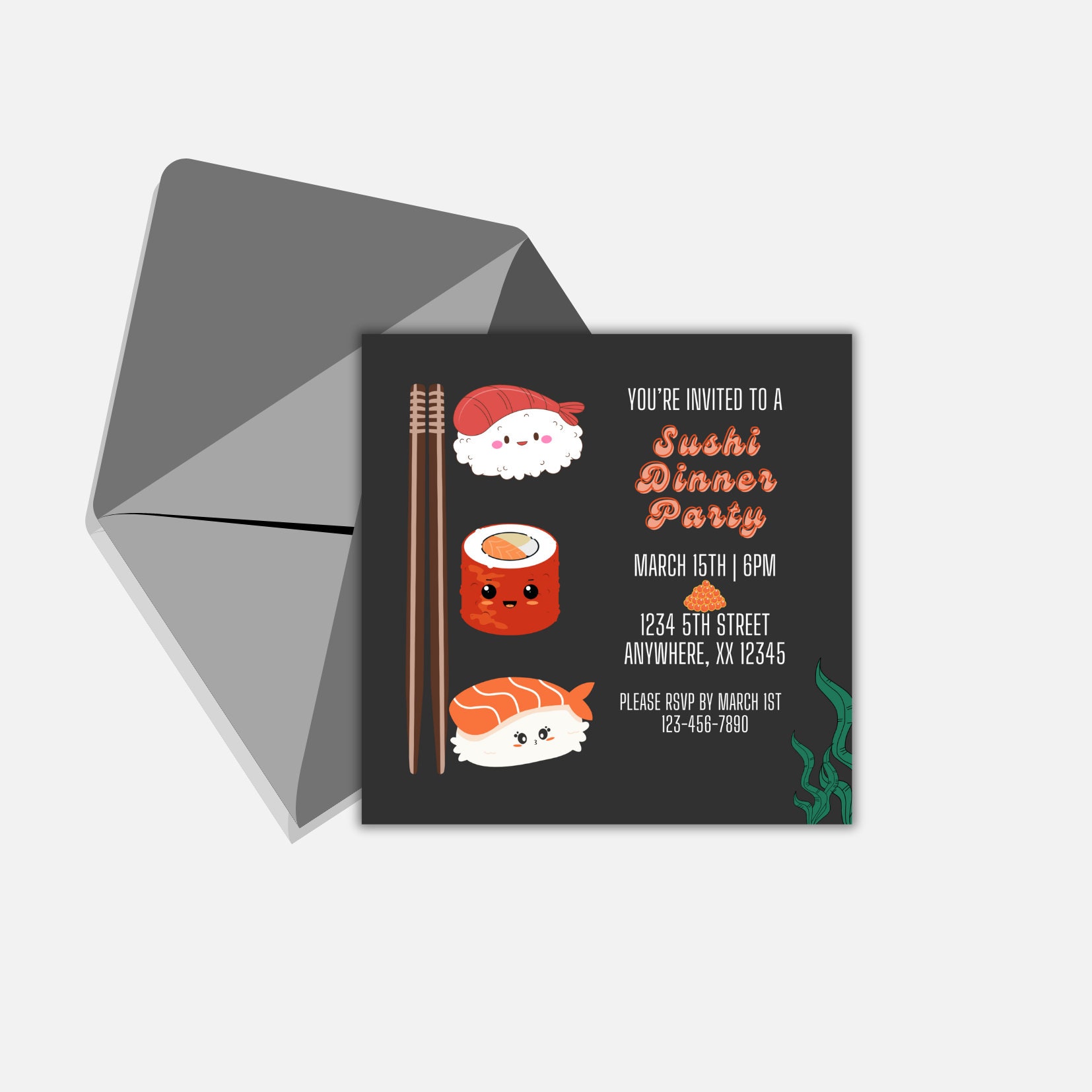 Sushi Party Invitation - Etsy
