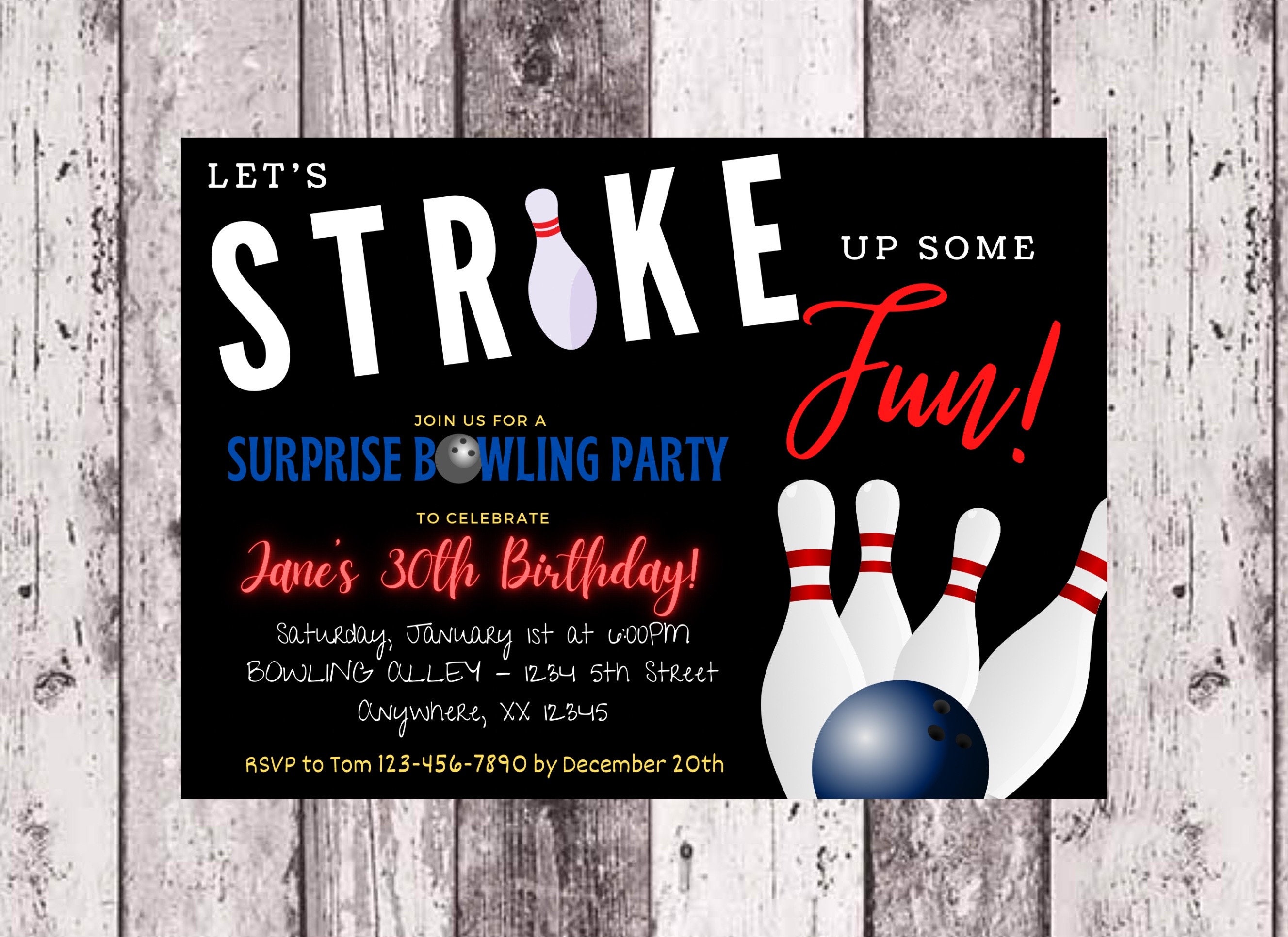 Bowling Party Invitation - Etsy