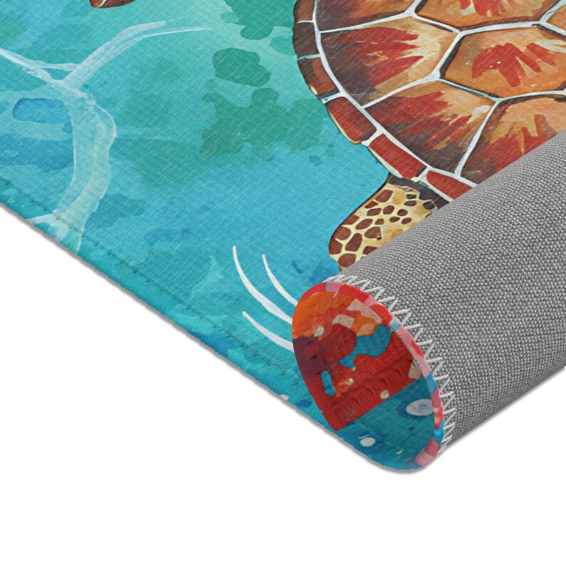 Sea Turtle Rug Ocean Lovers Accent Rug Beach Decor Nautical Home Decor ...