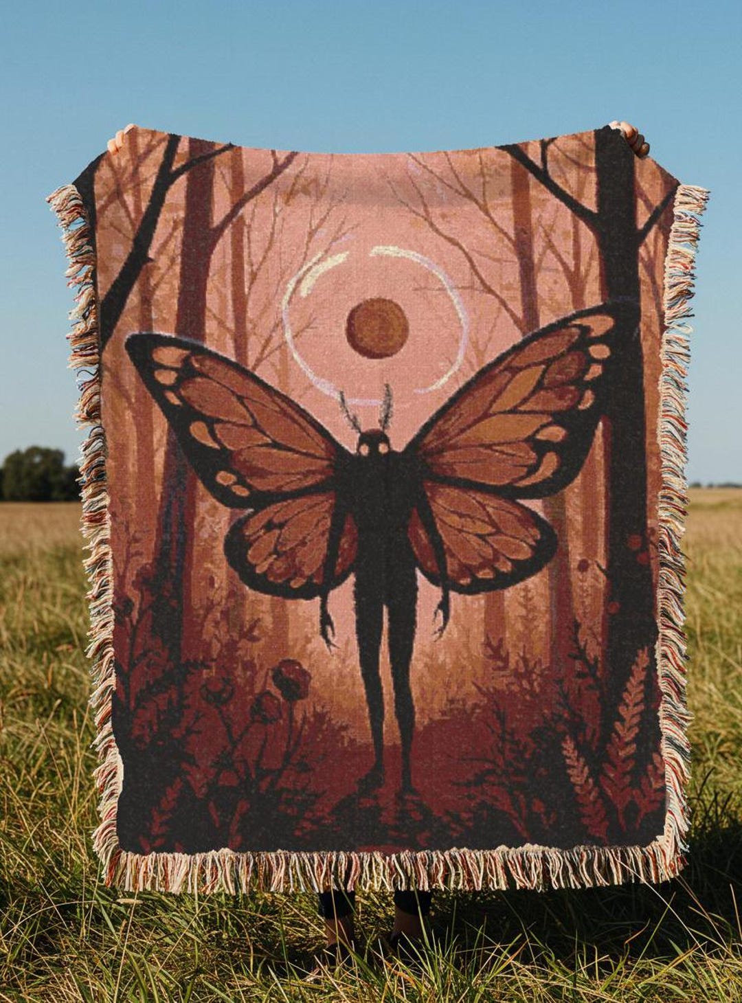 Mothman Blanket Cryptid Tapestry Whimsigoth Decor Mothman Lover Gift ...