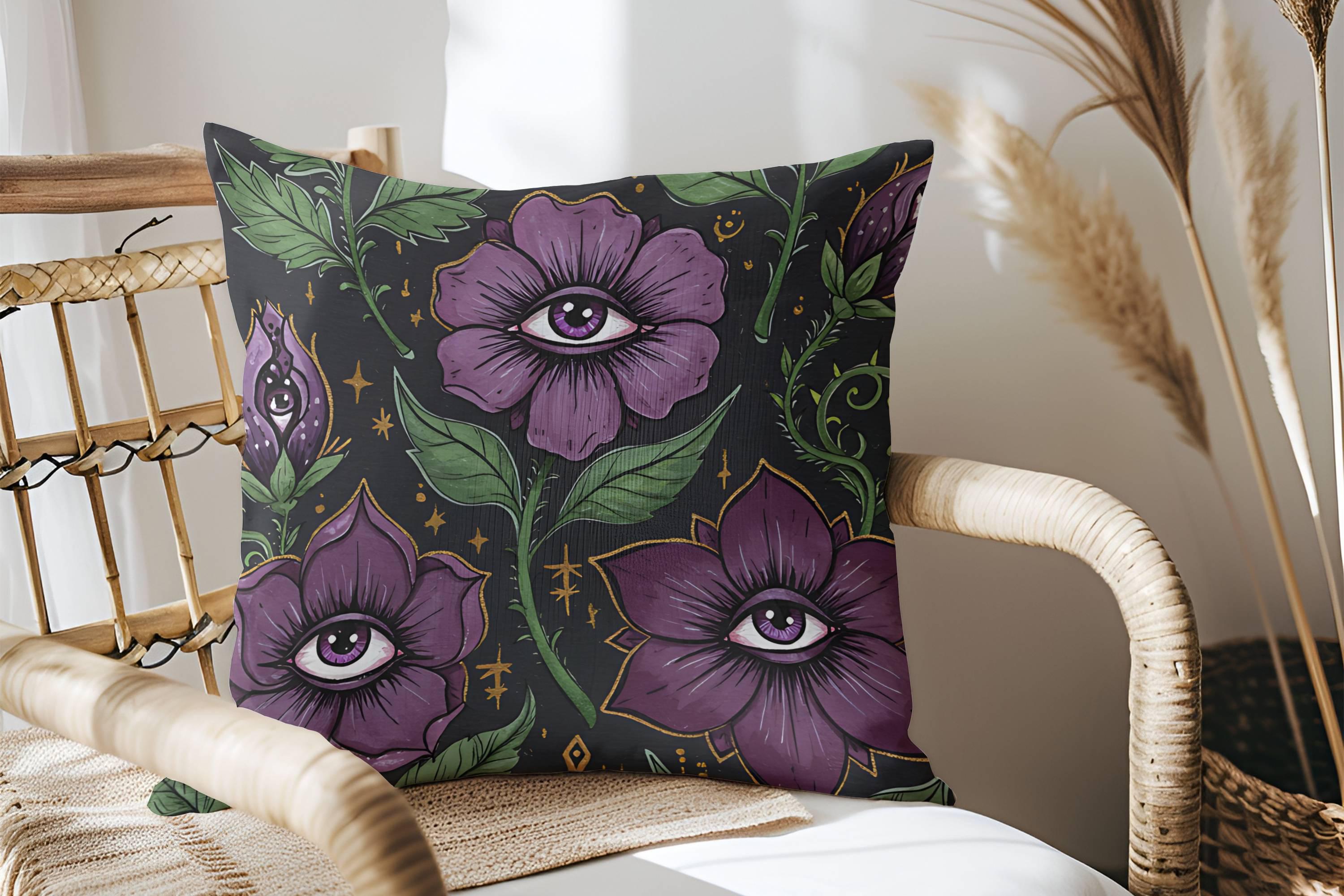 Whimsigothic Pillow Goblincore Baroque Inspired Mystical Eye Floral ...