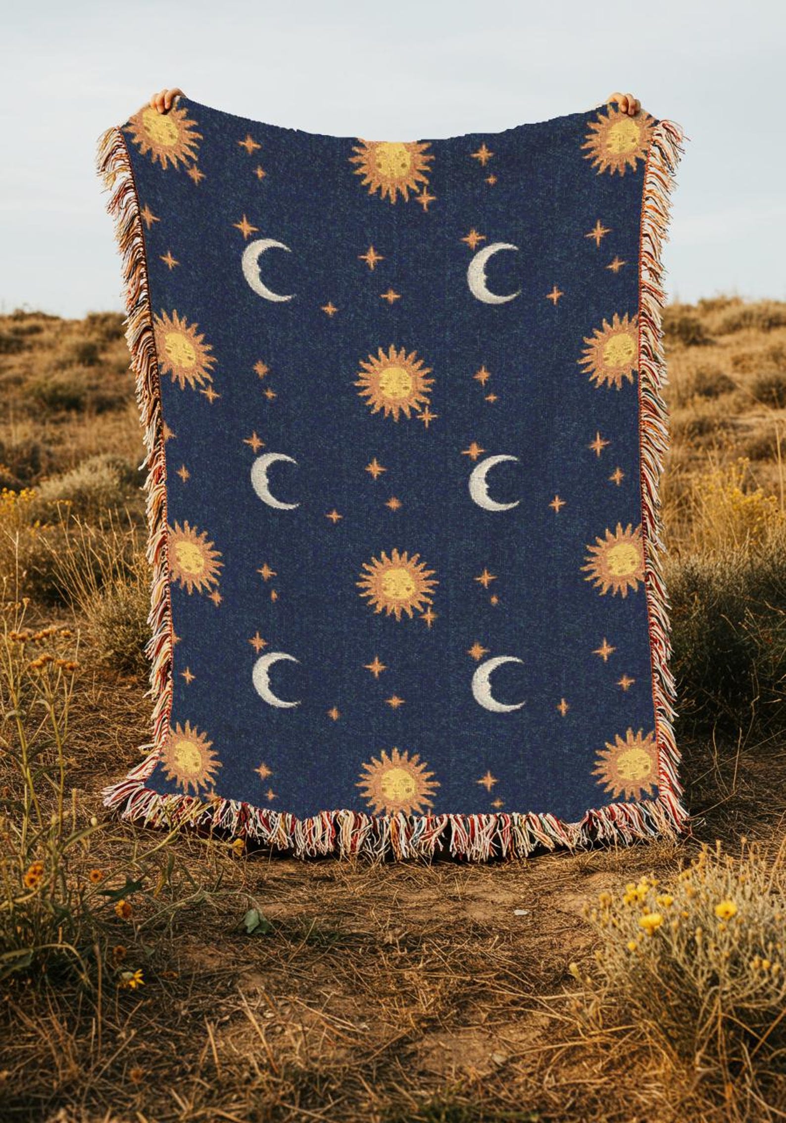 Whimsigoth Celestial Woven Blanket Sun Moon Tapestry Whimsigoth Home ...