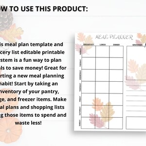 Fall Meal Plan Template, Autumn Grocery List Printable, Cold Weather ...
