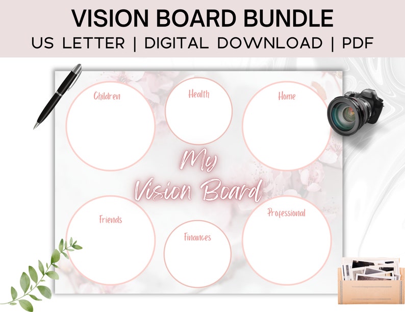 Vision Board Template, Mom Vision Board, Digital, Minimalist Printable ...