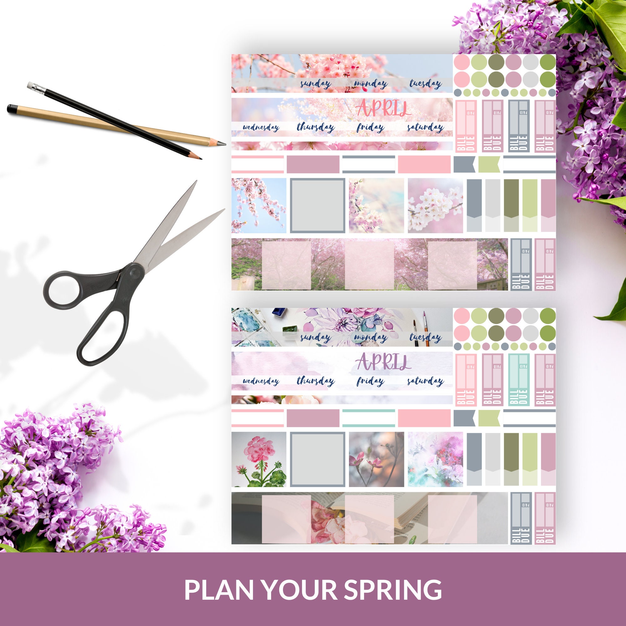 April Sticker Kit, April Monthly Sticker Bundle, Digital Planner ...