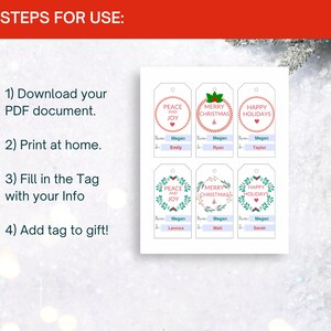 Merry Christmas Gift Tag Printable | Wreath Gift Tags | Instant ...