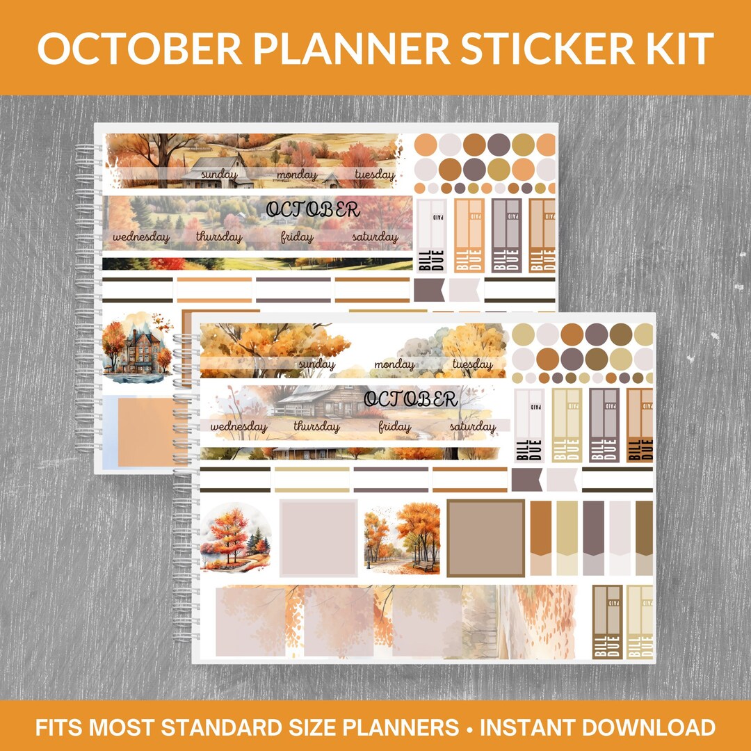 October Watercolor Sticker Kit | Monthly Sticker Kit | Digital Planner ...
