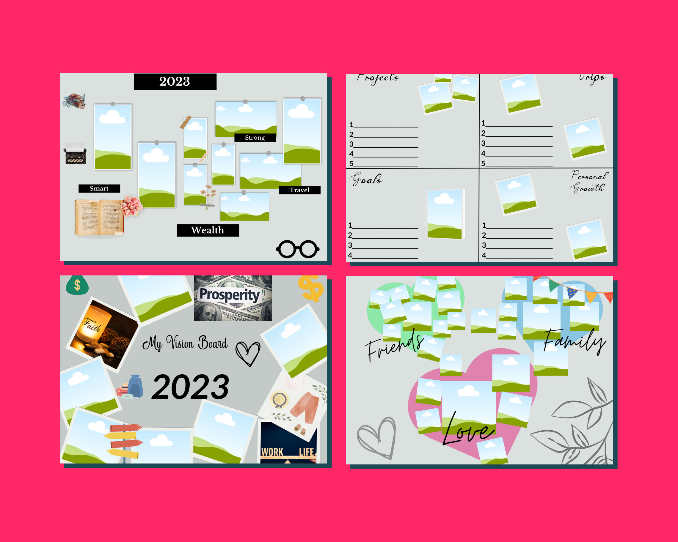 Vision Board Template, Desktop Wallpaper, Editable in Canva, Computer ...