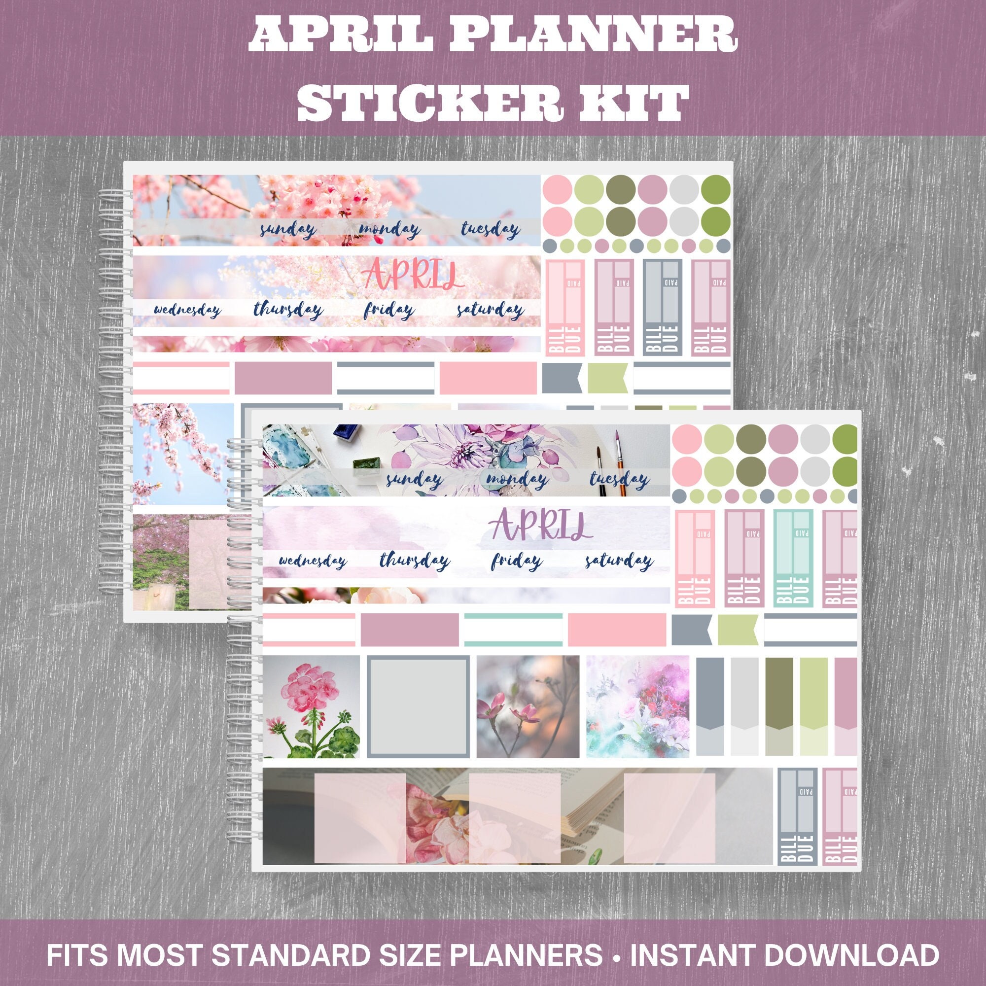 April Sticker Kit, April Monthly Sticker Bundle, Digital Planner ...