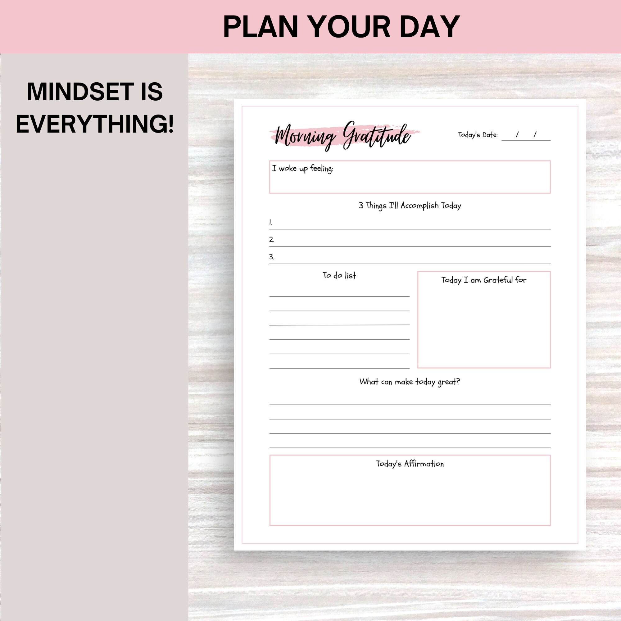 Daily Gratitude Journal Printable Template Thankfulness - Etsy