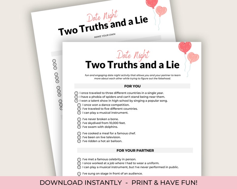 Date Night Printable Game Valentines Day Party Game Couples Quiz Date Night Cards Printable Get