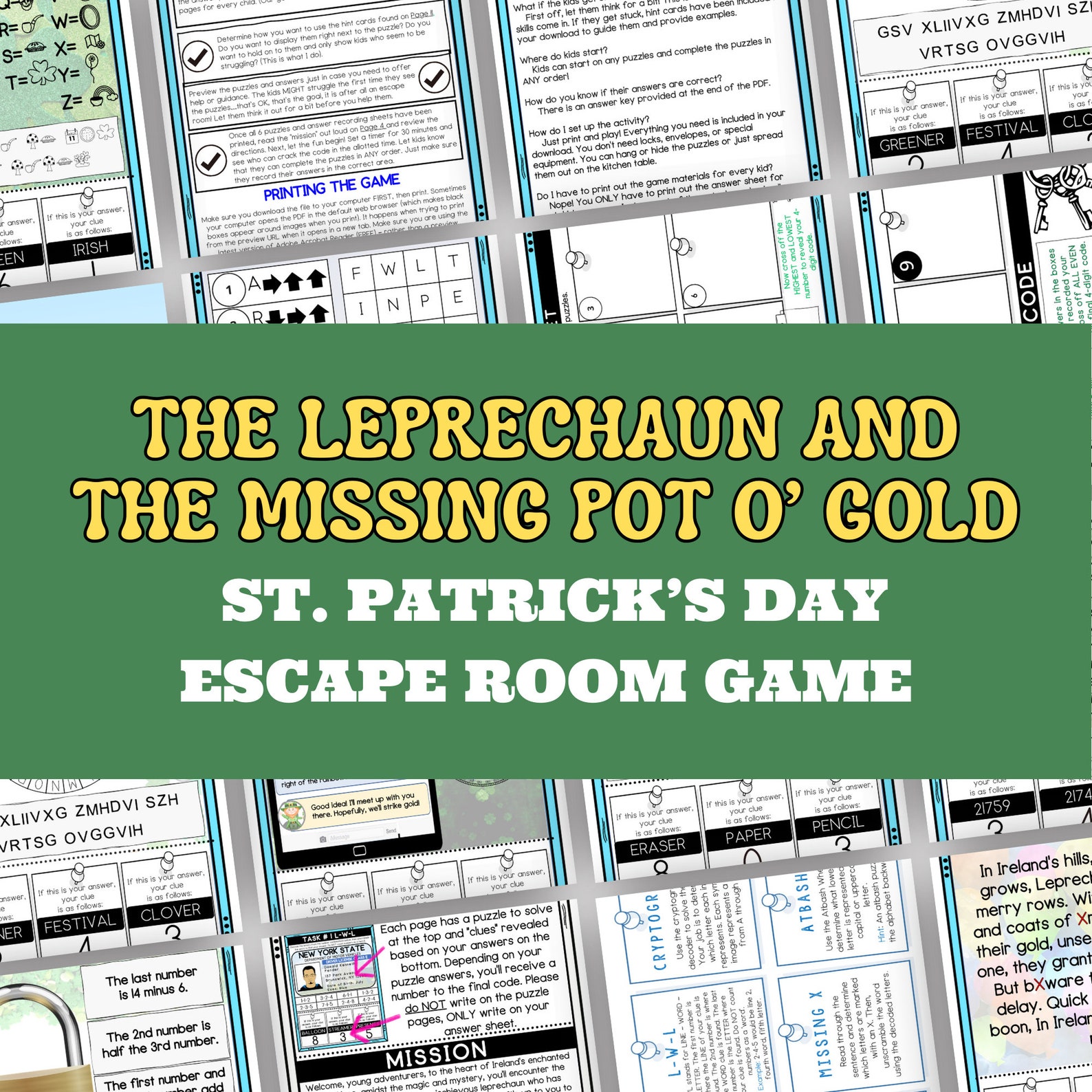 St. Patrick's Day Escape Room for Kids, Party Games, Family Activities ...