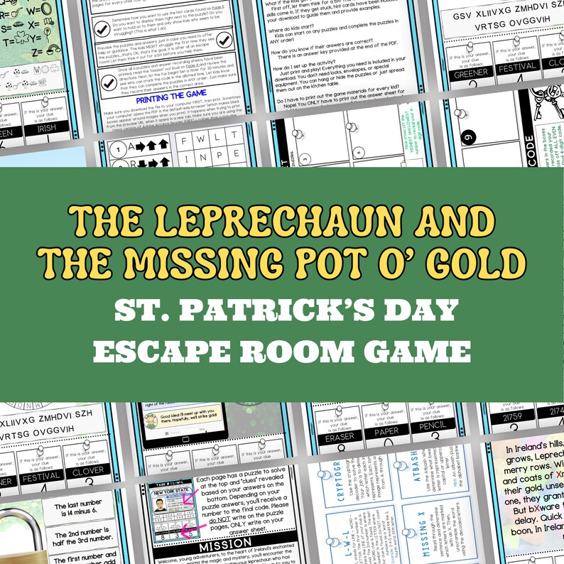 St. Patrick's Day Escape Room for Kids, Party Games, Family Activities ...