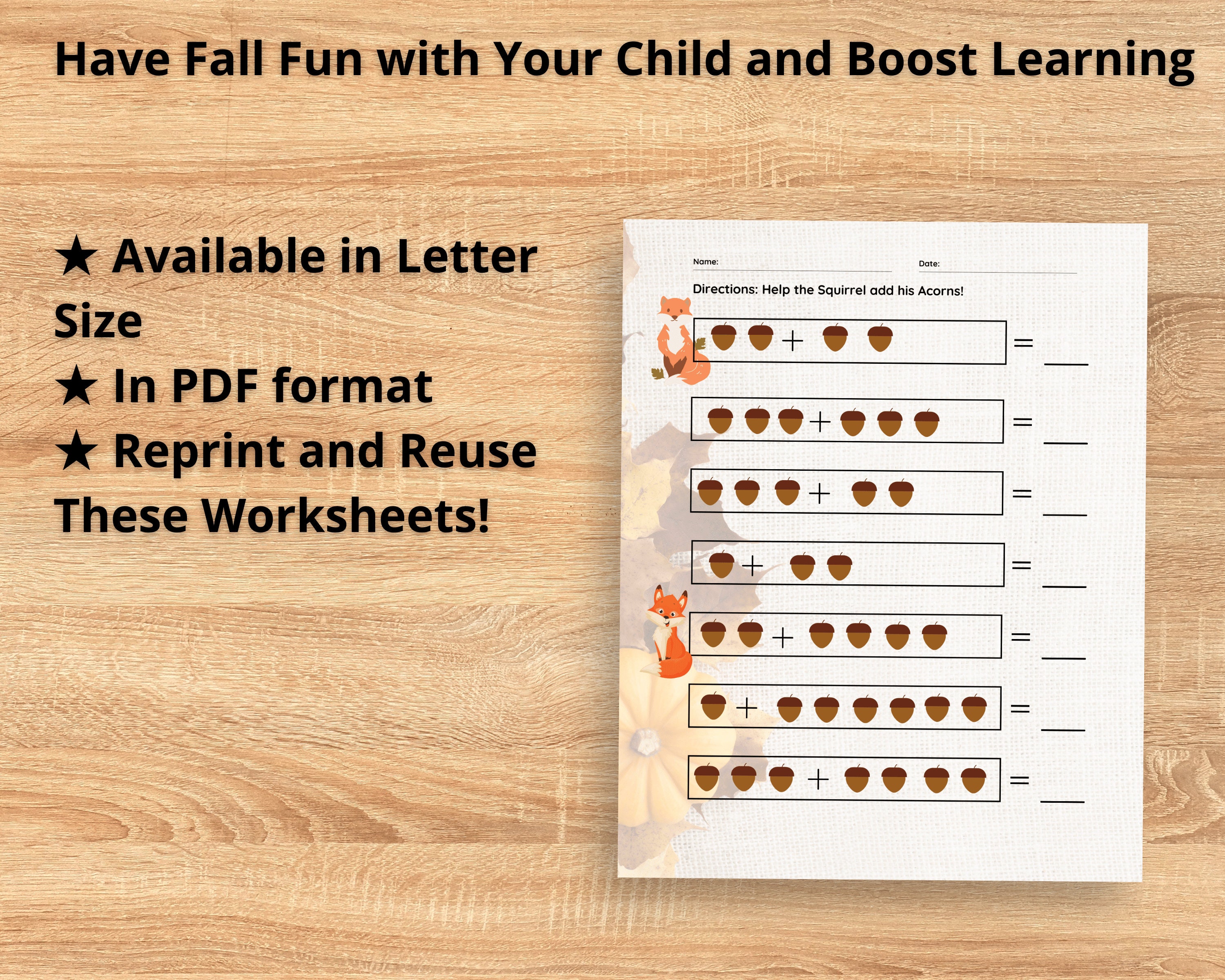 Fall Morning Work Math Activities School Homeschool Kids Kindergarten ...