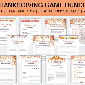 15 Complete Thanksgiving Game BUNDLE, Thanksgiving Printable Games ...