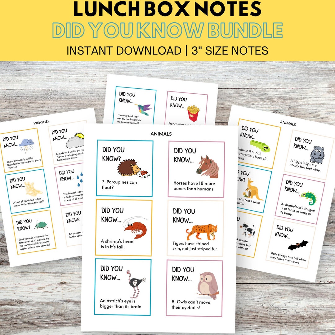 Lunch Box Notes for Children, Lunchbox Notes, Lunchbox Templates, Did ...