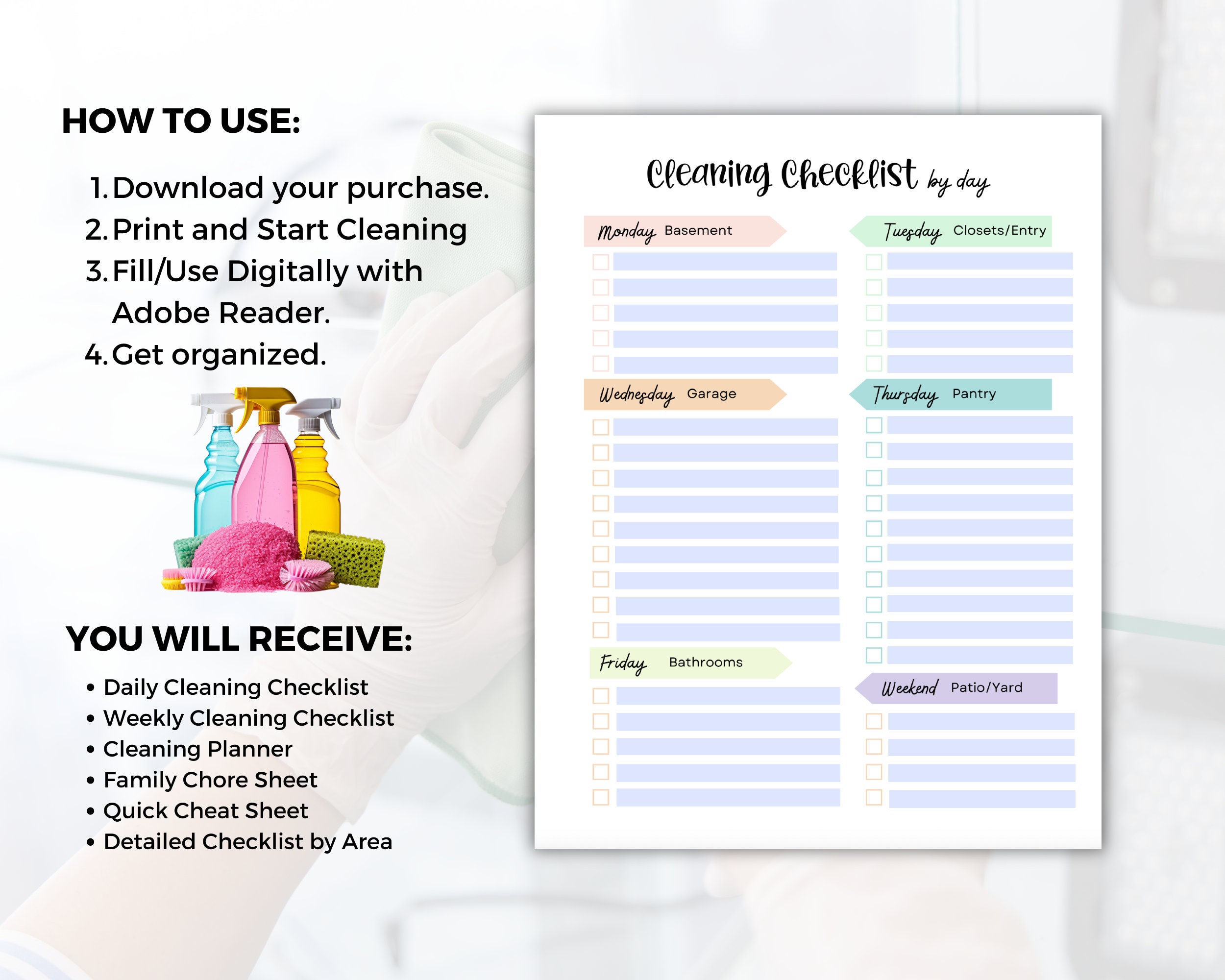 Spring Cleaning Checklist | Editable House Cleaning List | ADHD Home ...