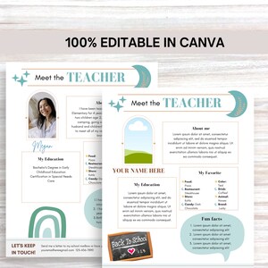 Editable Meet the Teacher Template | Canva Template | Elementary ...
