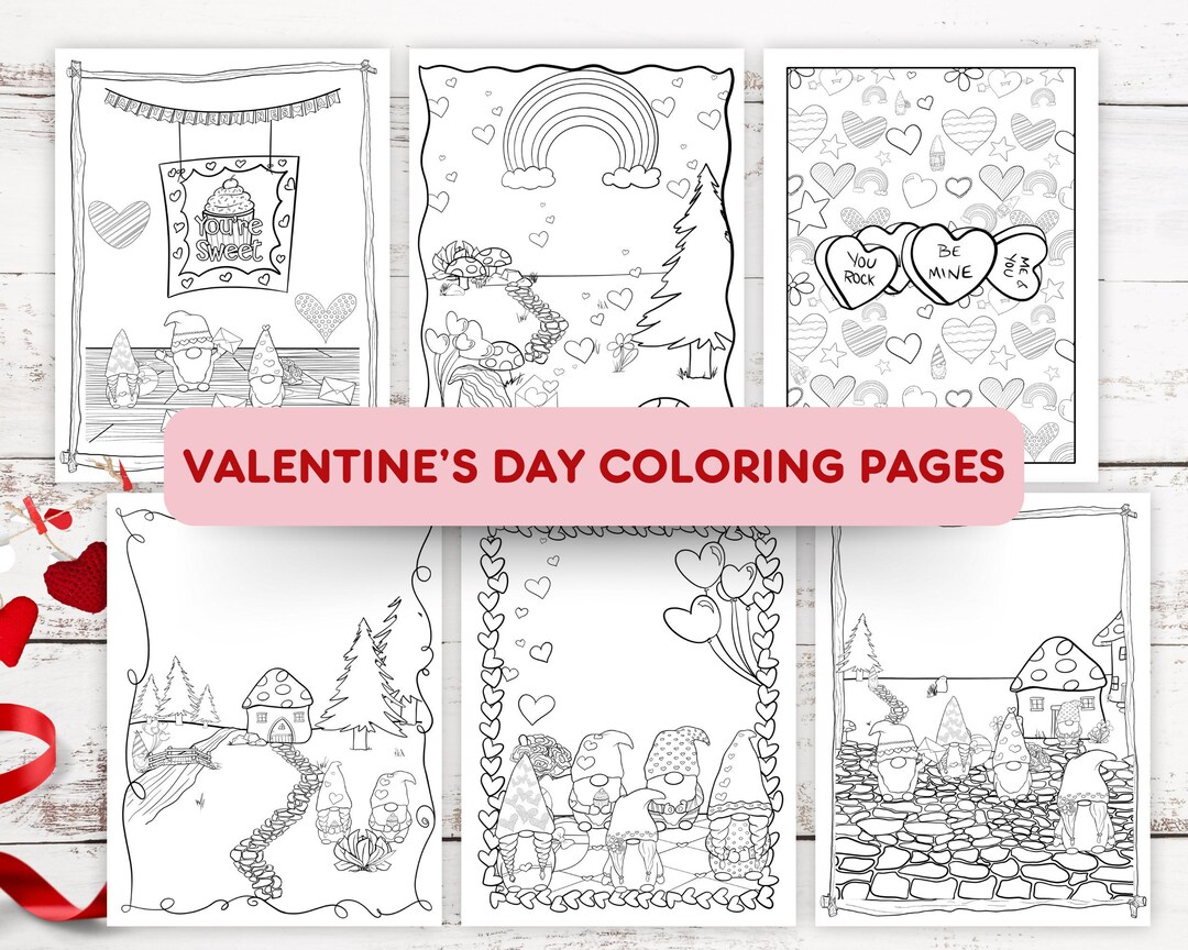 Gnome Valentine's Day Coloring Sheets Valentines Day Gnome Coloring ...