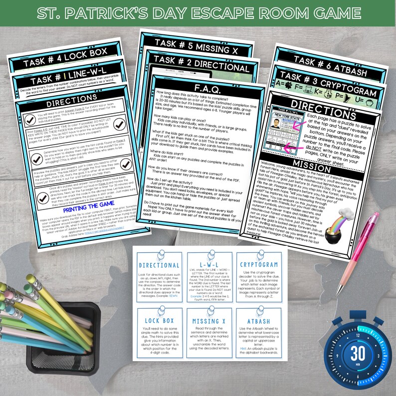 St. Patrick's Day Escape Room for Kids | Printable Party Game ...