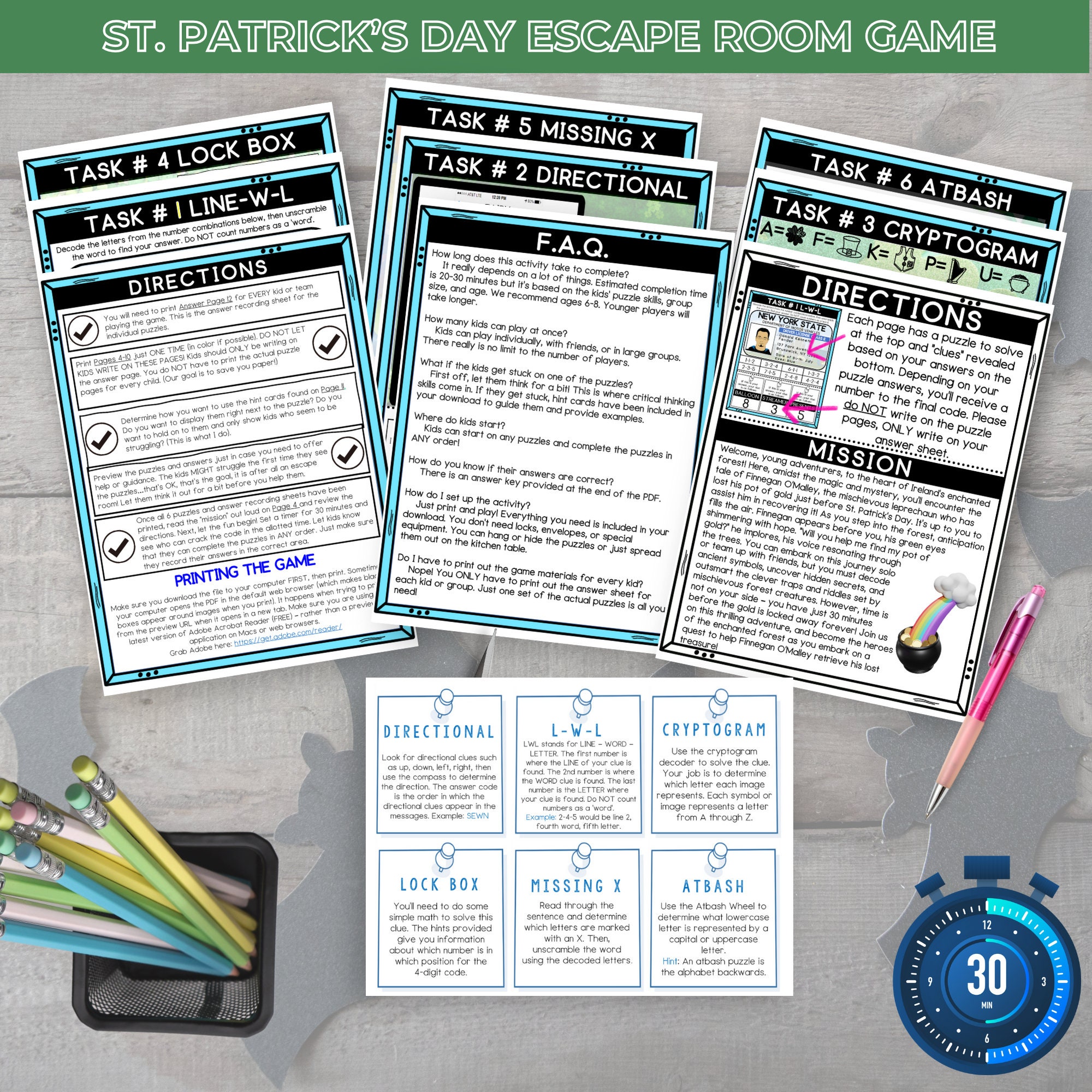 St. Patrick's Day Escape Room for Kids, Party Games, Family Activities ...