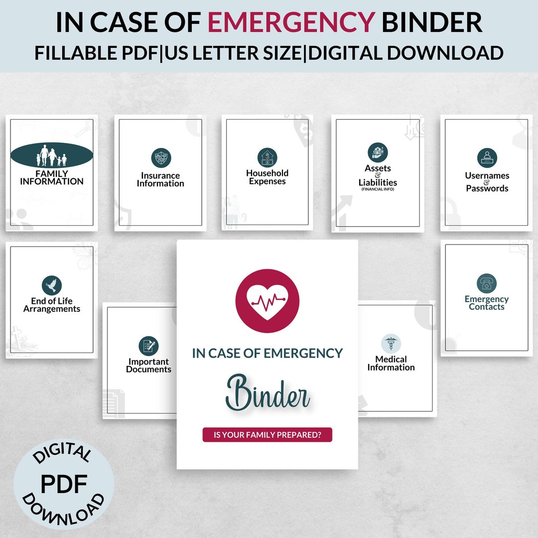 End of Life Planner Fillable | Emergency Binder | Medical Binder | Home ...