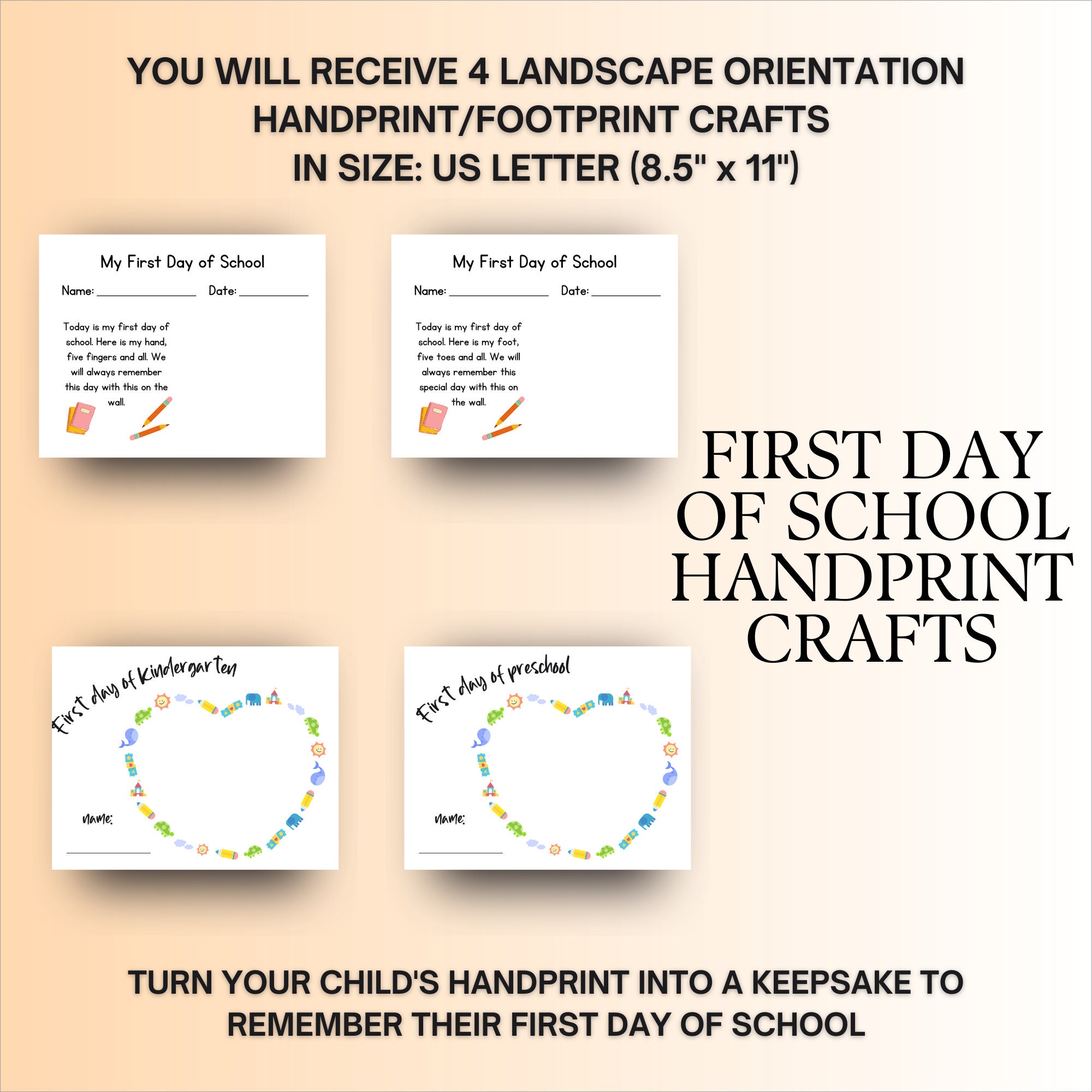 Handprint Preschool Kindergarten First Day of School Craft | Handprint ...