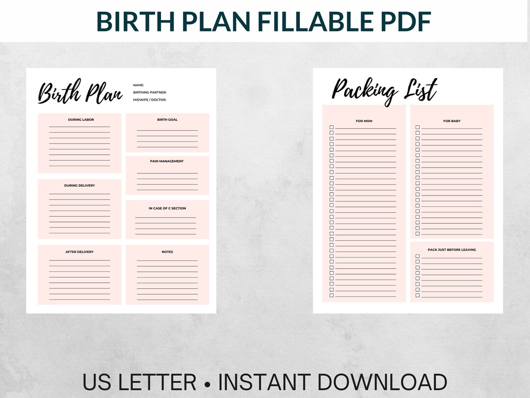 Birth Plan Template, Printable Birth Preferences, Birthing Plan ...