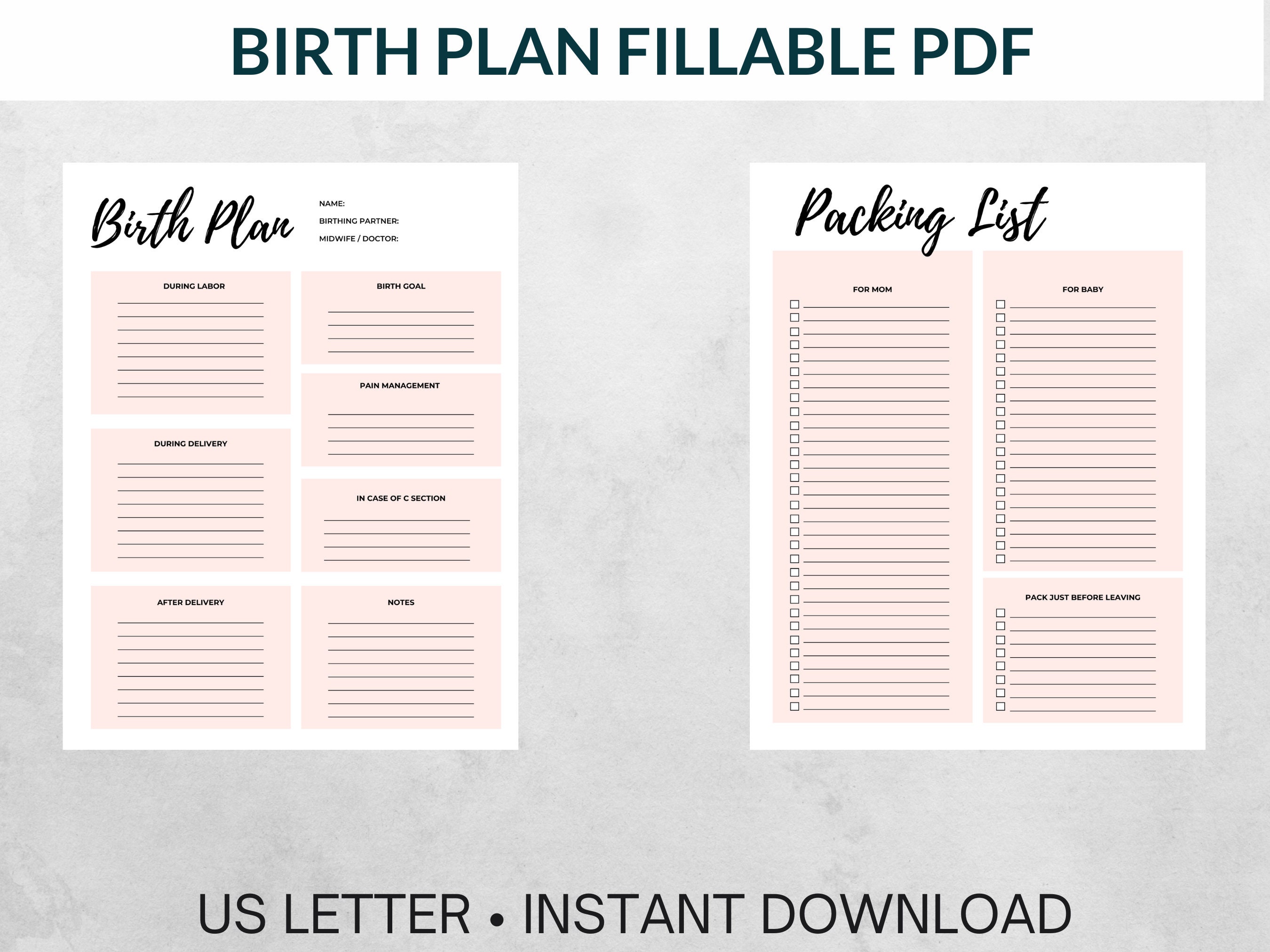 Birth Plan Template, Printable Birth Preferences, Birthing Plan ...