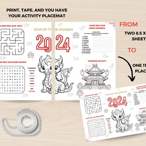 Lunar New Year Children's Activity Placemat | Year of the Dragon Place ...